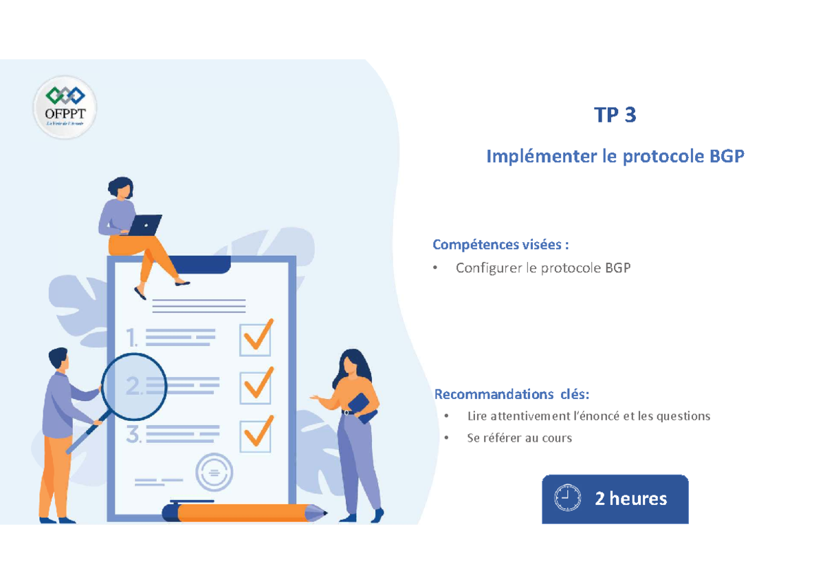 TP 3 Configuration et Vérification du Protocole BGP avec Packet Tracer - Studocu