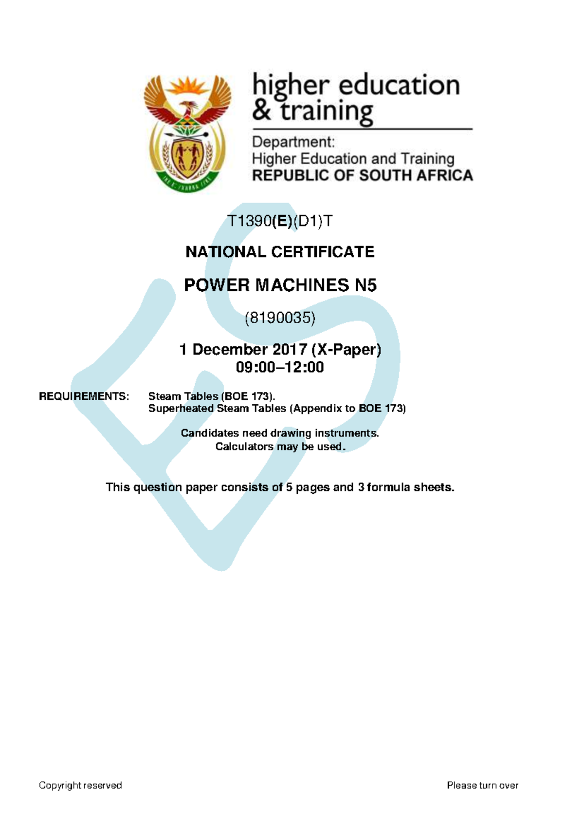 T1390 Power Machines N5 Question Paper November 2017 - Studocu