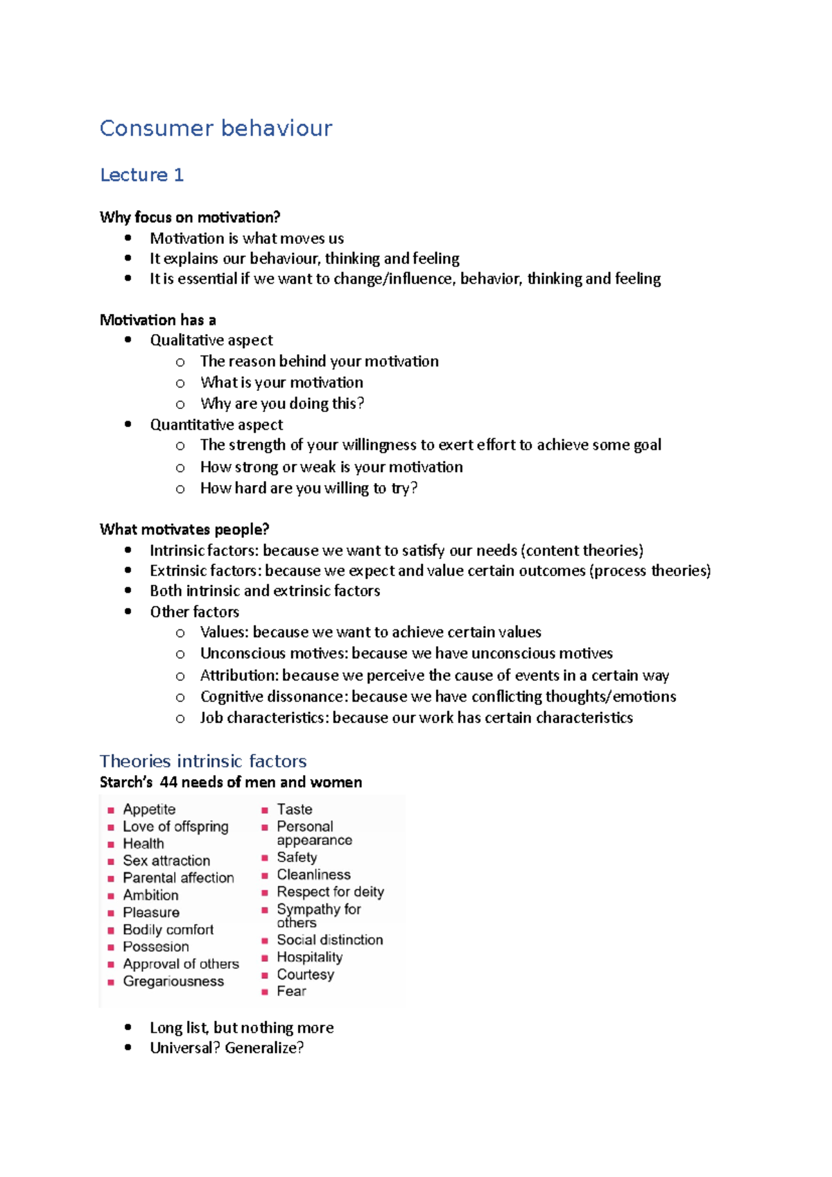 Consumer Behaviour Notes - Key Insights from Lectures - Studeersnel