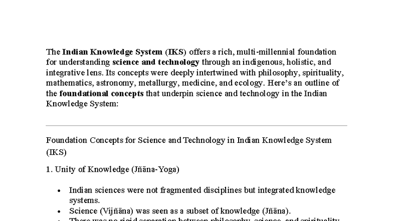IKS 2: Foundations of Science & Technology in Indian Knowledge System ...