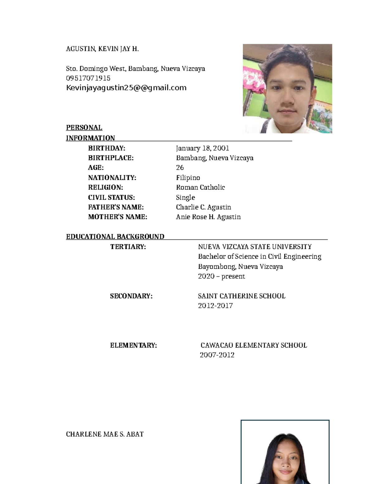 CV Final - Personal Information and Educational Background - Studocu