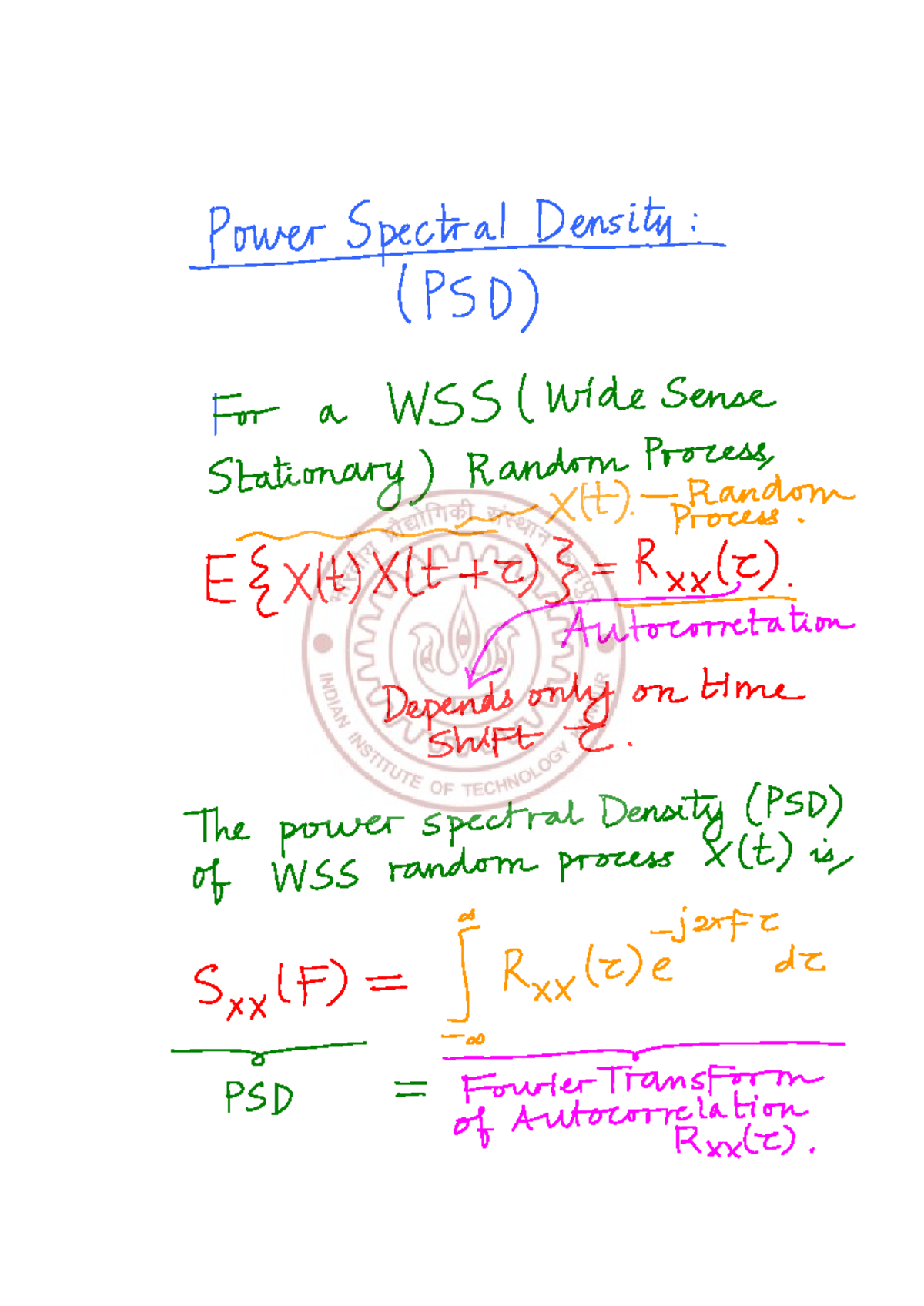 Power Spectral Density (PSD) of WSS Random Processes - Week 12 Notes ...