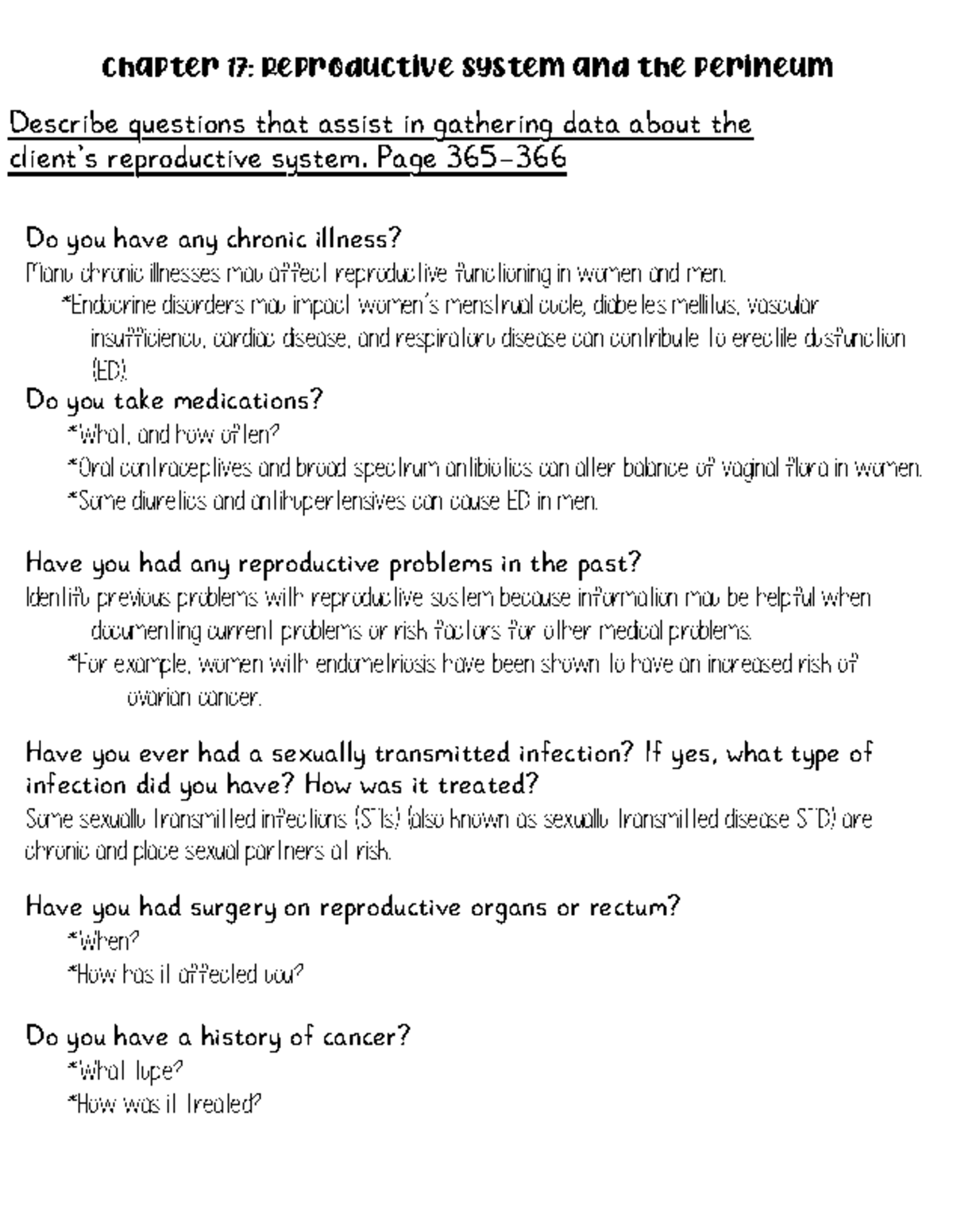 Chapter 17: Reproductive System Data Gathering Questions - Studocu
