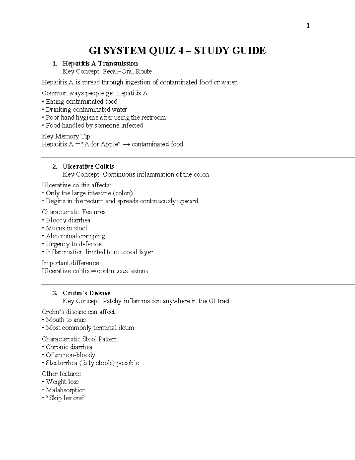 GI SYSTEM QUIZ 4 STUDY GUIDE: Key Concepts & Quick Cheat Sheet - Studocu