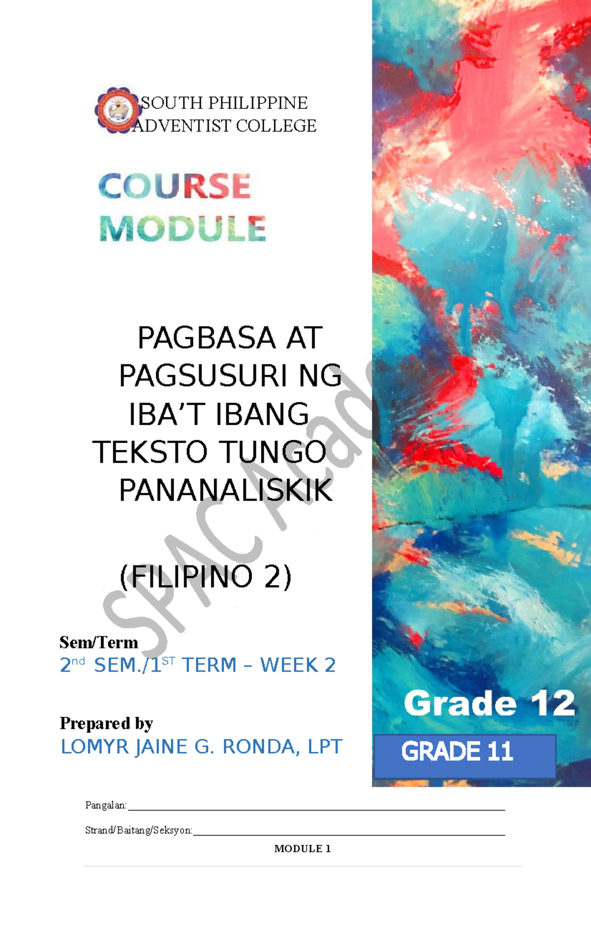 Filipino 2 (WEEK 2) - nothing just fun - SOUTH PHILIPPINE ADVENTIST ...