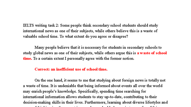 IELTS Writing Task 2: The Importance of International News in Schools ...