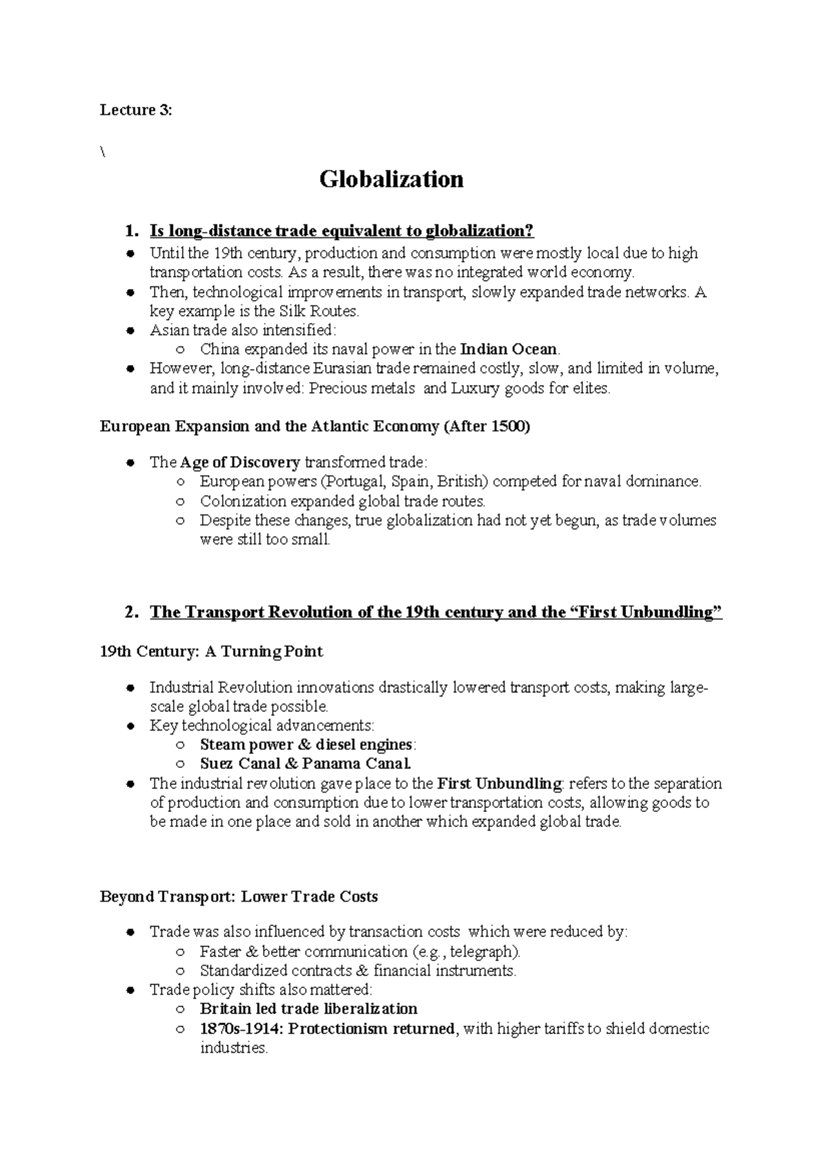 Lecture 3: Globalization and Trade Dynamics in Economics L3 - Studocu