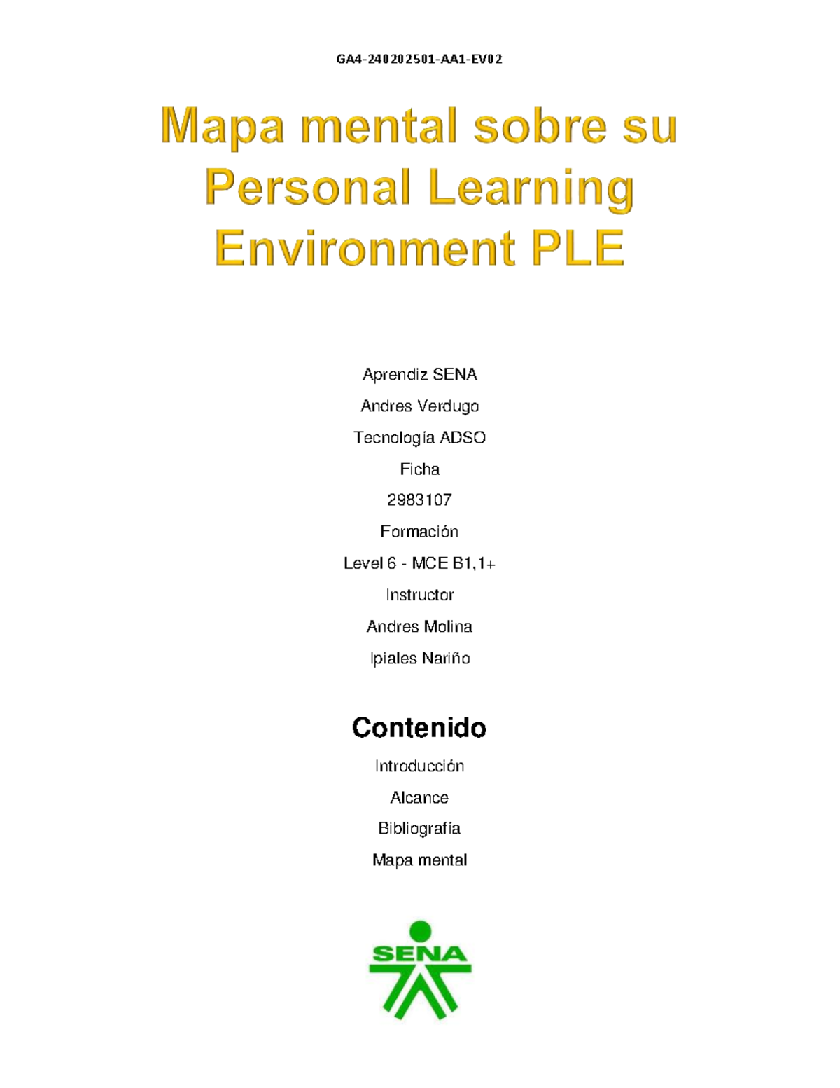 Mapa mental sobre su Personal Learning Environment PLE - GA4- 240202501 - AA1-EV Aprendiz SENA ...