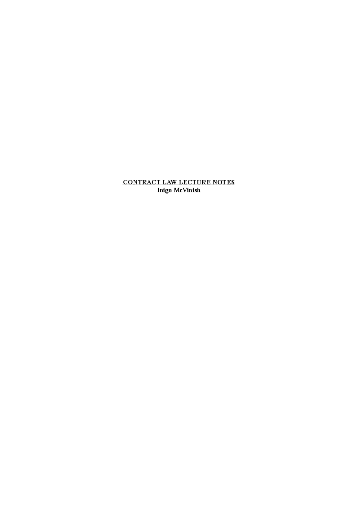 CONTRACT LAW LECTURE NOTES (WEEK 1 & 2): Offers and Acceptance - Studocu
