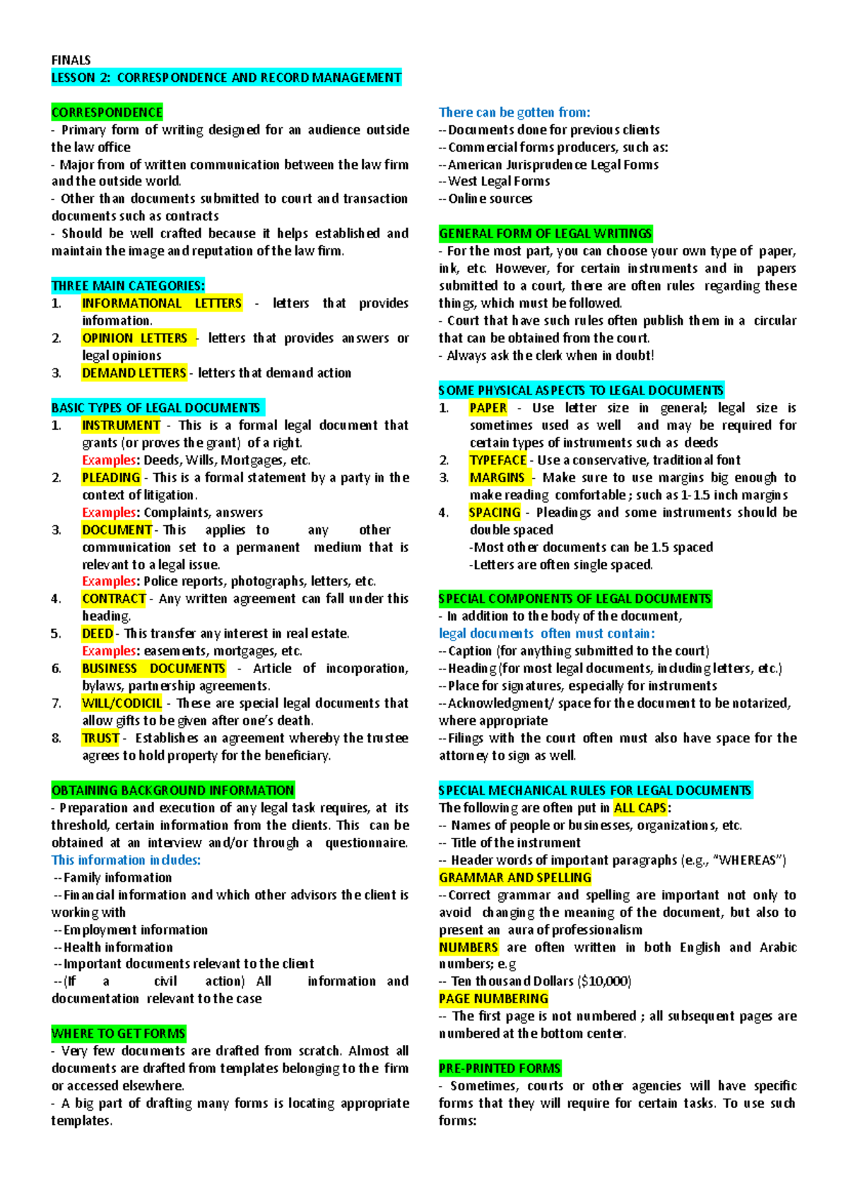 Finals- Lesson 2 P1- Reviewer - FINALS LESSON 2: CORRESPONDENCE AND ...