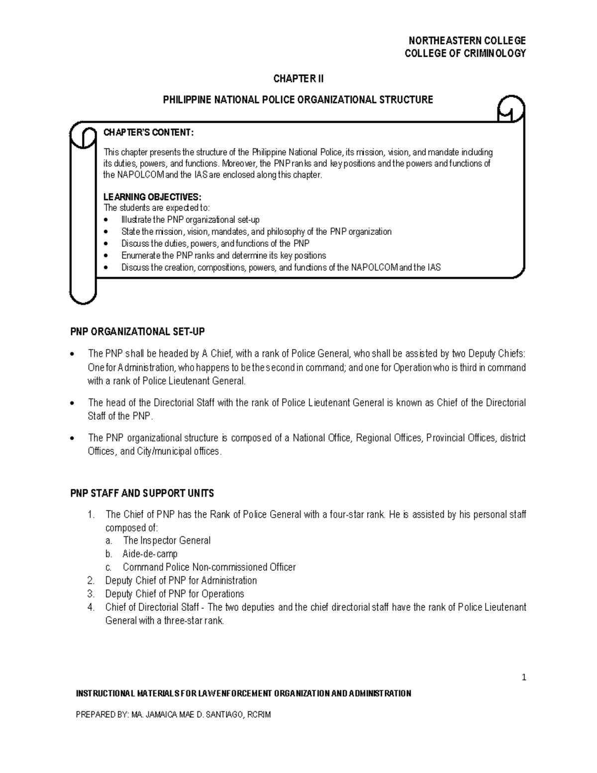 LEA-PNP Philippine National Police Org Structure Overview - Studocu