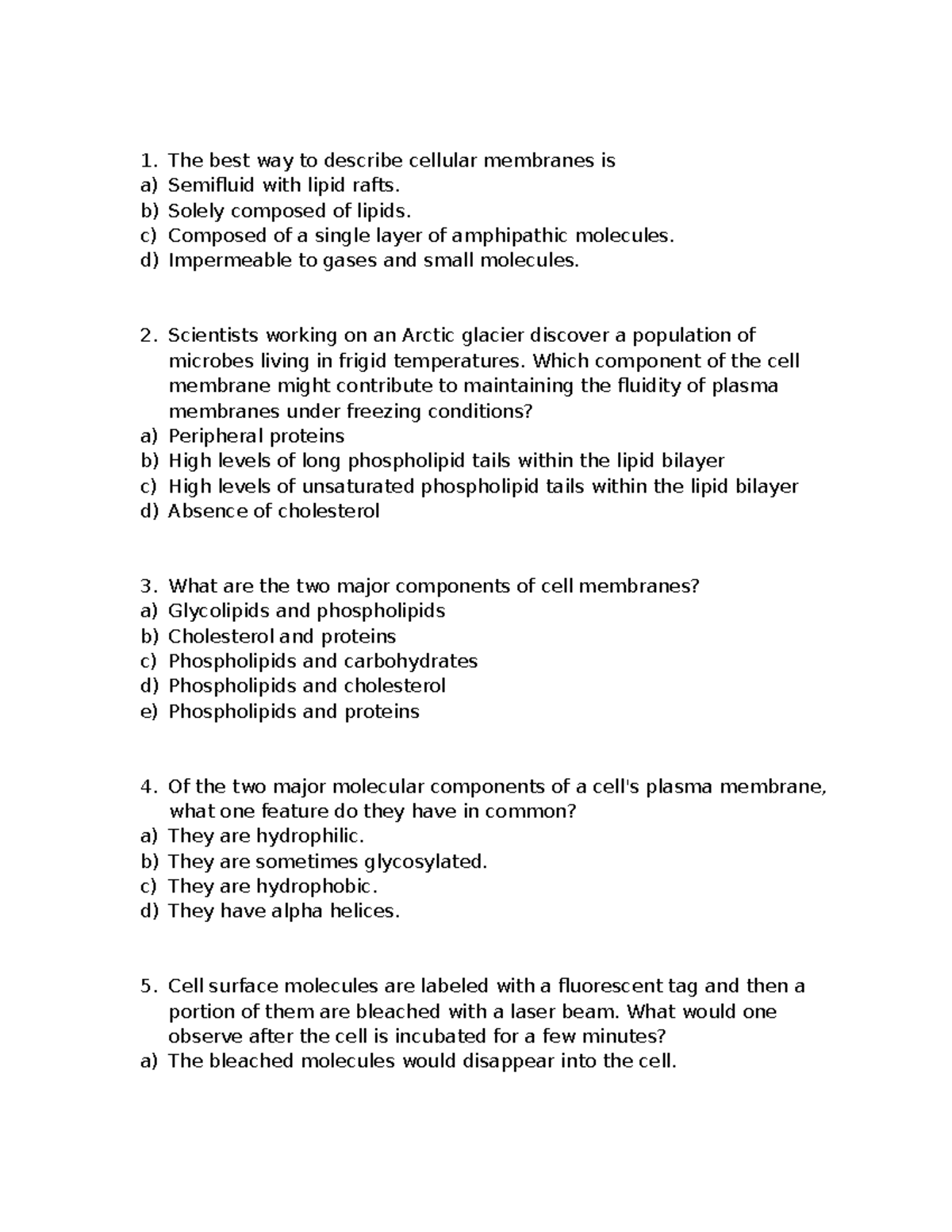 Cell Membrane Structure and Functions: Key Concepts (BIO101) - Studocu