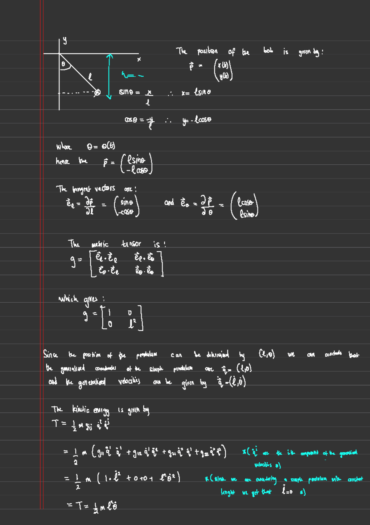 Mechanics II 3 - Simple Pendulum and Lagrangian Dynamics Notes - Studocu