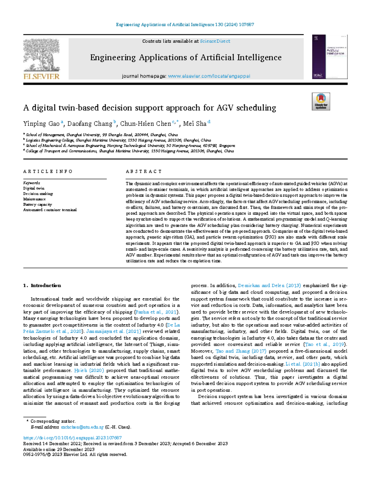 Digital Decision Support for AGV Scheduling in Automated Terminals ...