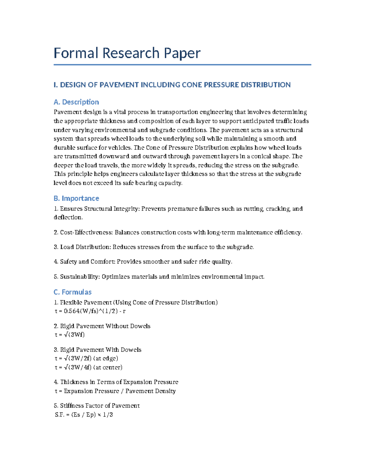 Design of Pavement and Frog Number Research Paper I - Studocu