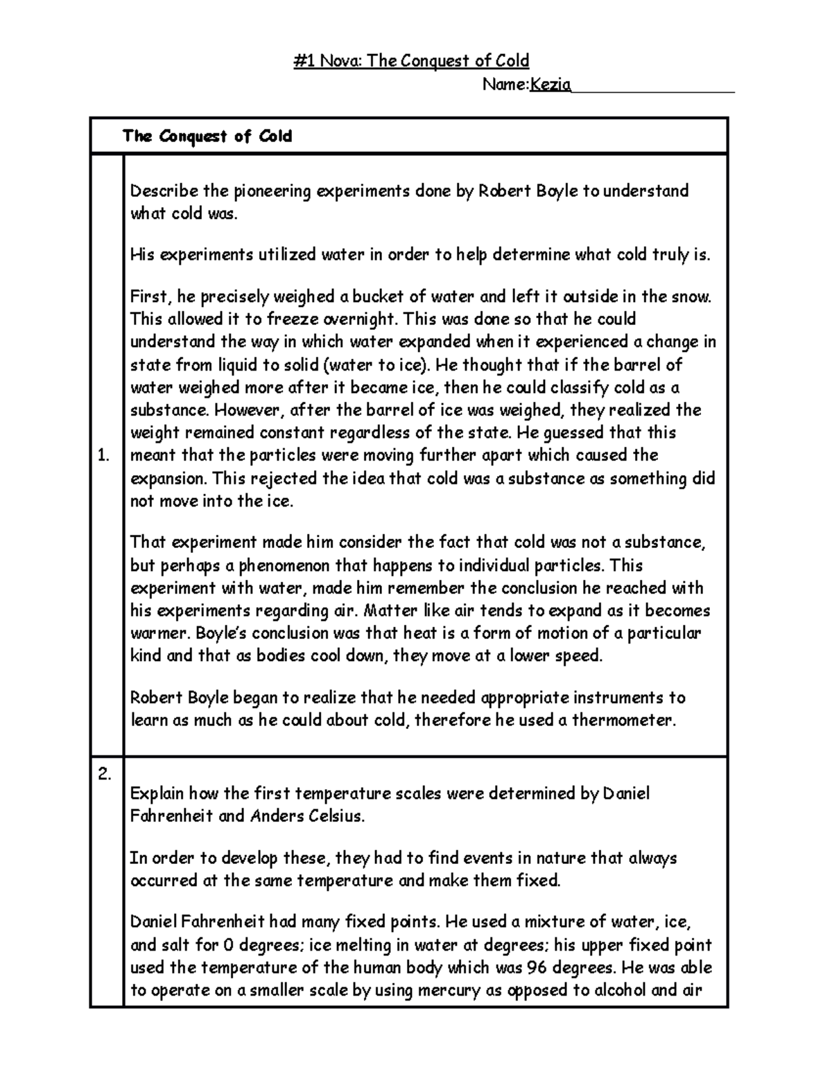 1 Nova the conquest of cold - #1 Nova: The Conquest of Cold Name:Kezia ...