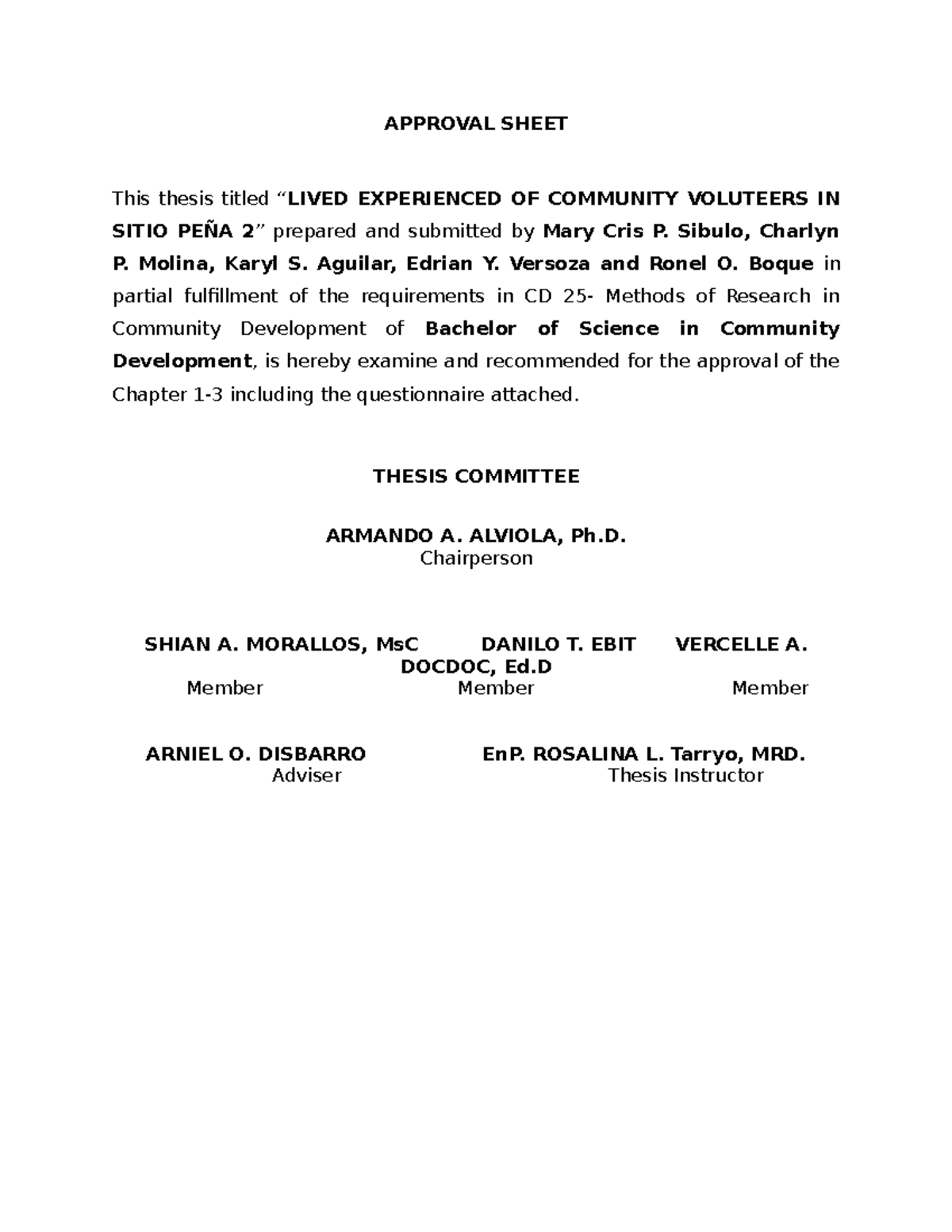 Approval Sheet for Chapter 1 3 - APPROVAL SHEET This thesis titled ...