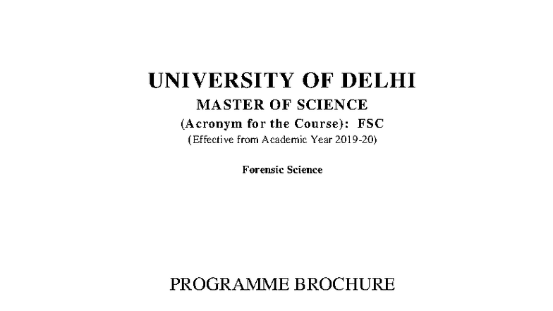 MSc Forensic Science Syllabus (2019-20) - University of Delhi - Studocu