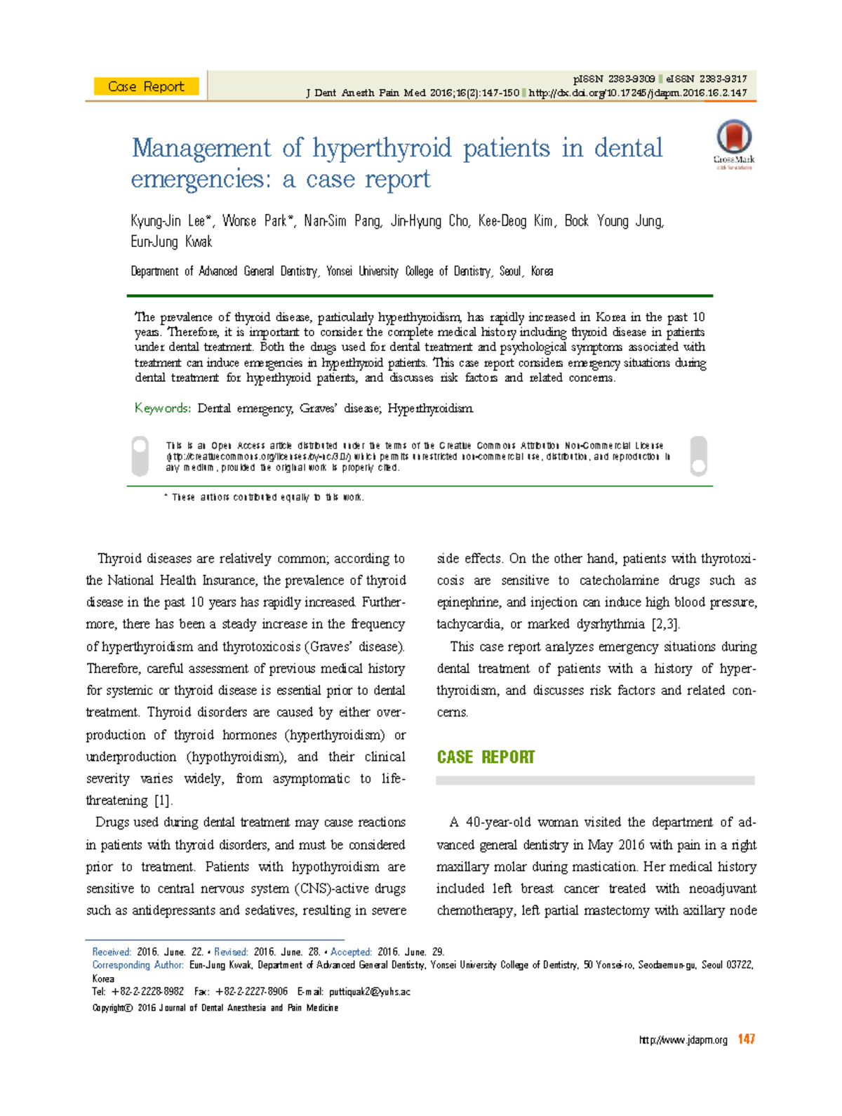 Case Report: Management of Hyperthyroid Patients in Dental Emergencies ...
