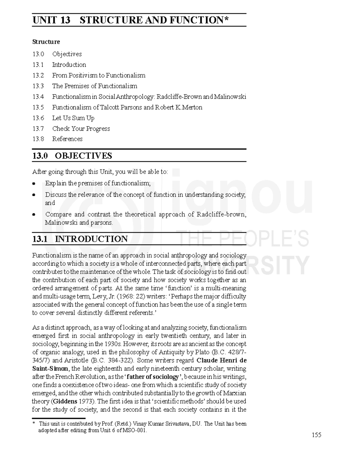 Unit13 - IGNOU Materials Sociology - Socialisation UNIT 13 STRUCTURE AND FUNCTION* Structure 13 ...