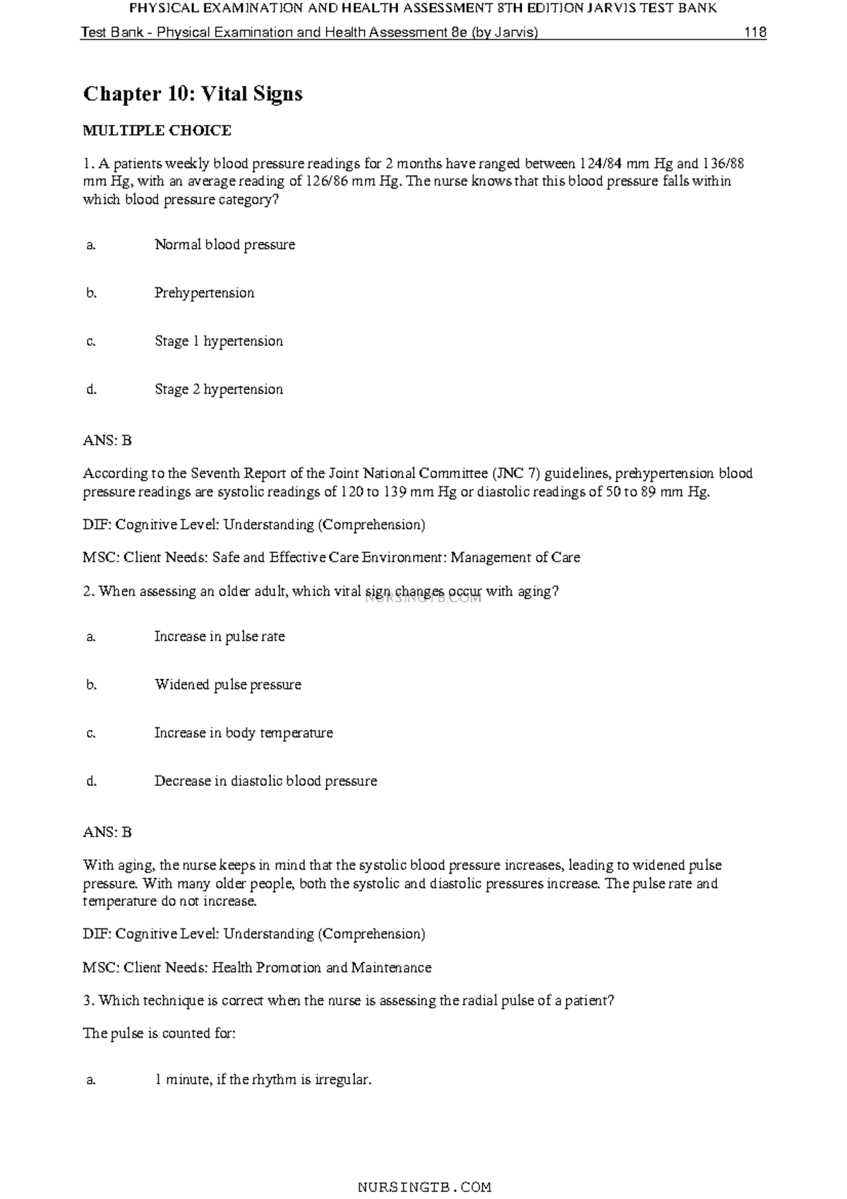 TB-Chapter 10 Vital Signs - NURSINGTB Chapter 10: Vital Signs MULTIPLE ...
