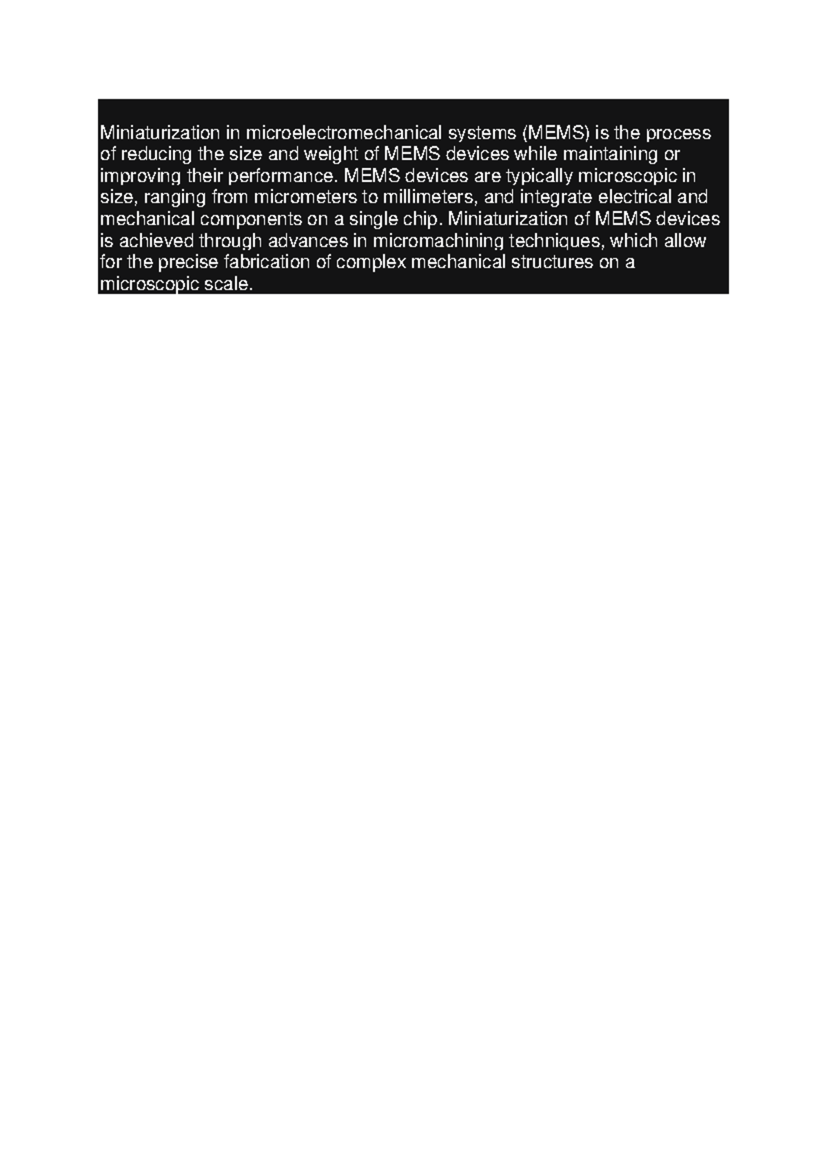 MEMS - Notes for MEMS - Miniaturization in microelectromechanical ...