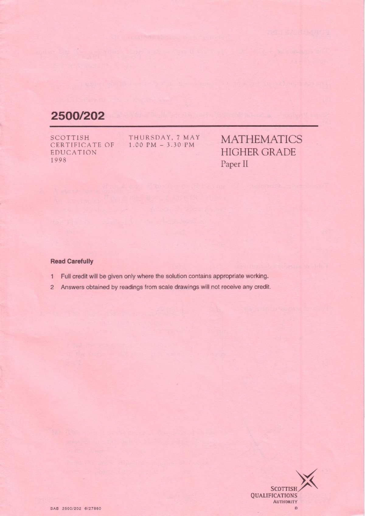 1998Paper 2-16d6zf7 - Old maths paper scottish - 25001202 S C O T T I S ...