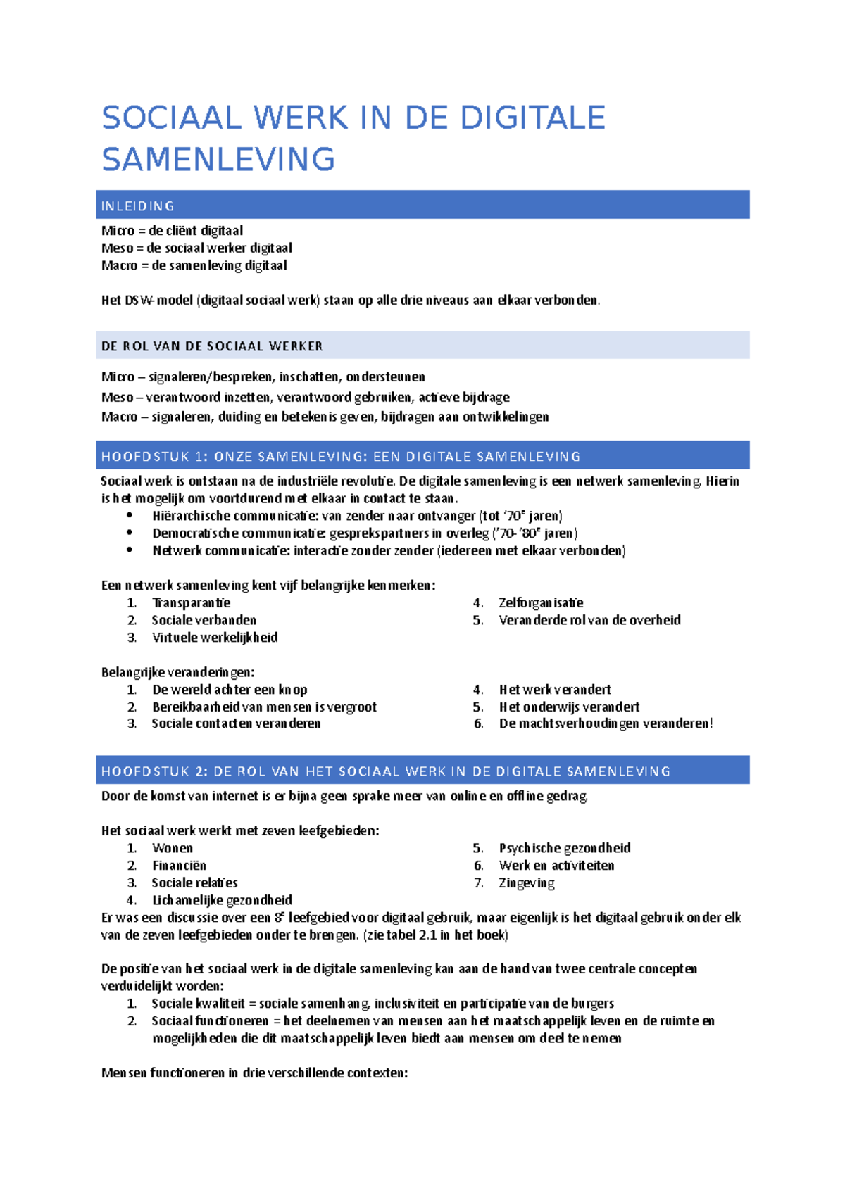 Digitale Samenleving en Sociaal Werk: Een DSW-Model Analyse - Studeersnel