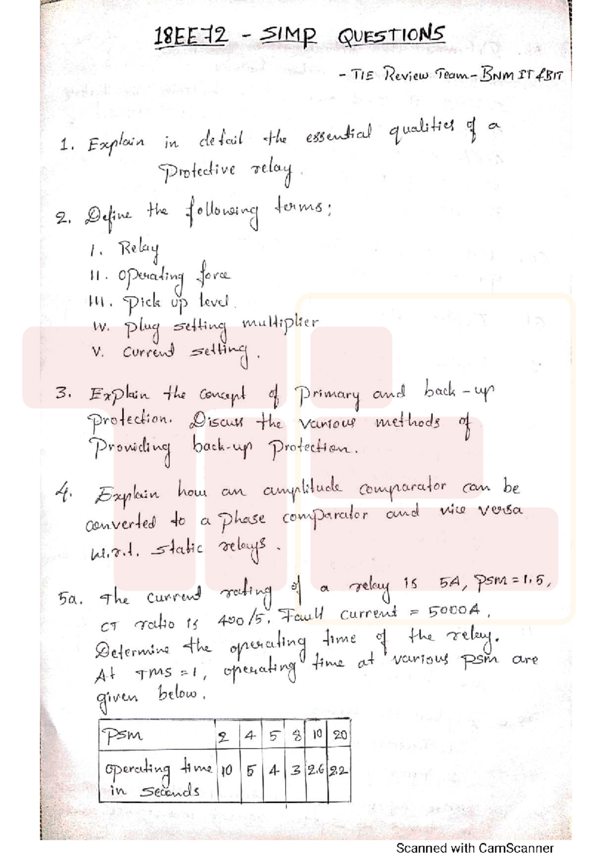 18EE72 - Protective Relay Concepts and Operation Review - Studocu