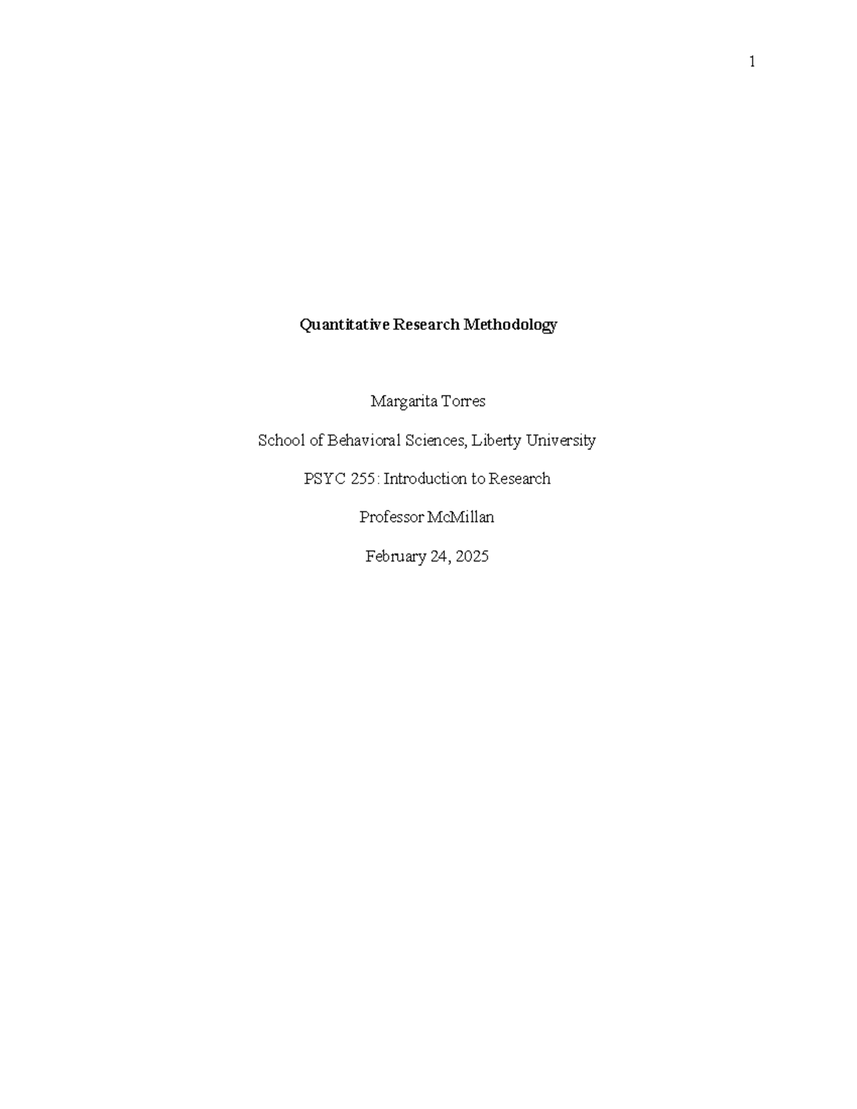 PSYC 255: Quantitative Research Methodology Overview and Critique - Studocu