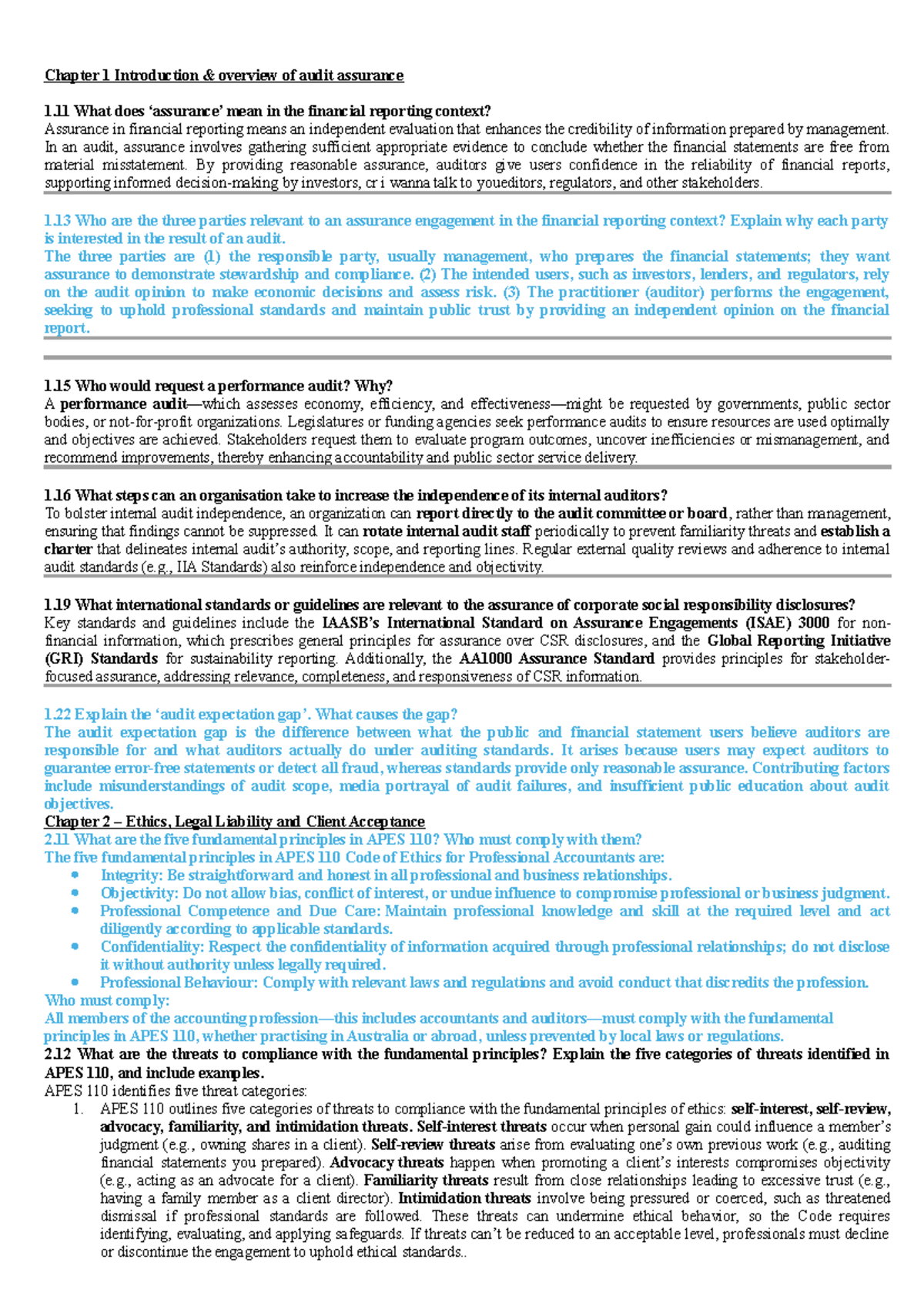 Chapter 1 Overview of Audit Assurance: Key Concepts and Principles (AUD ...