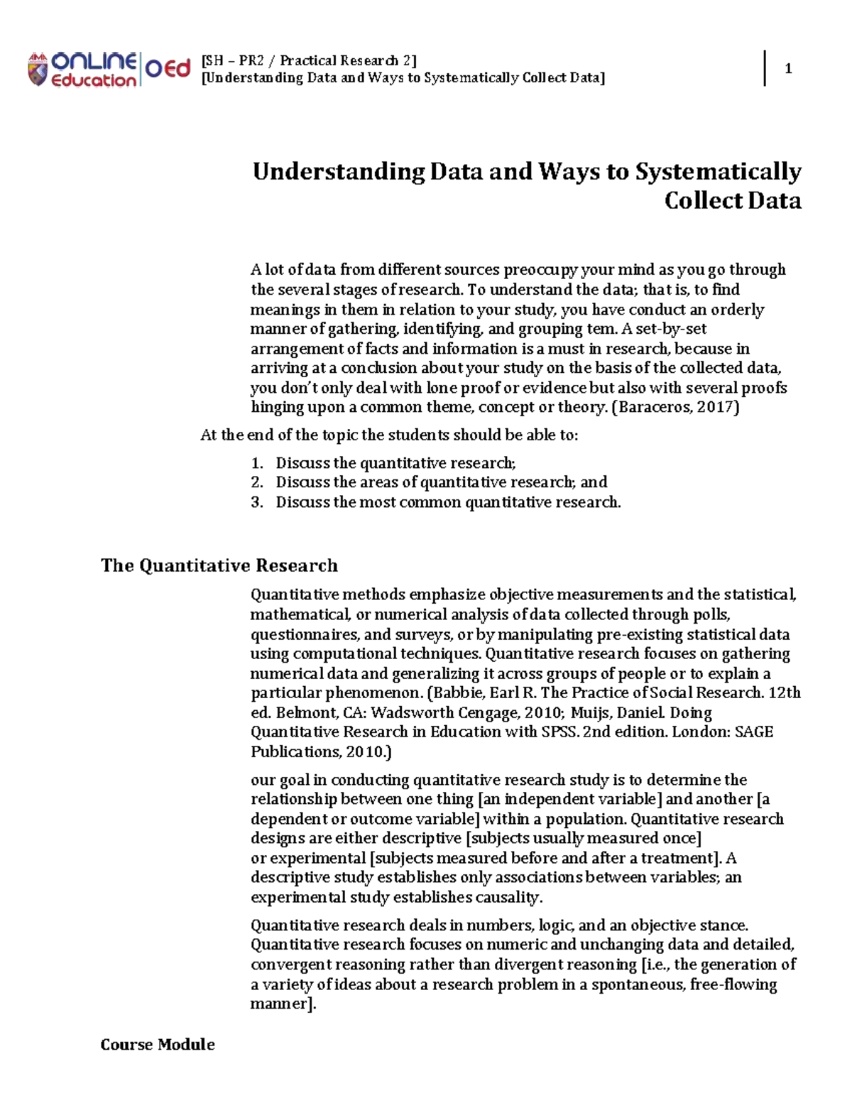 PR2 Week 011 Module: Understanding Data & Systematic Collection Methods ...