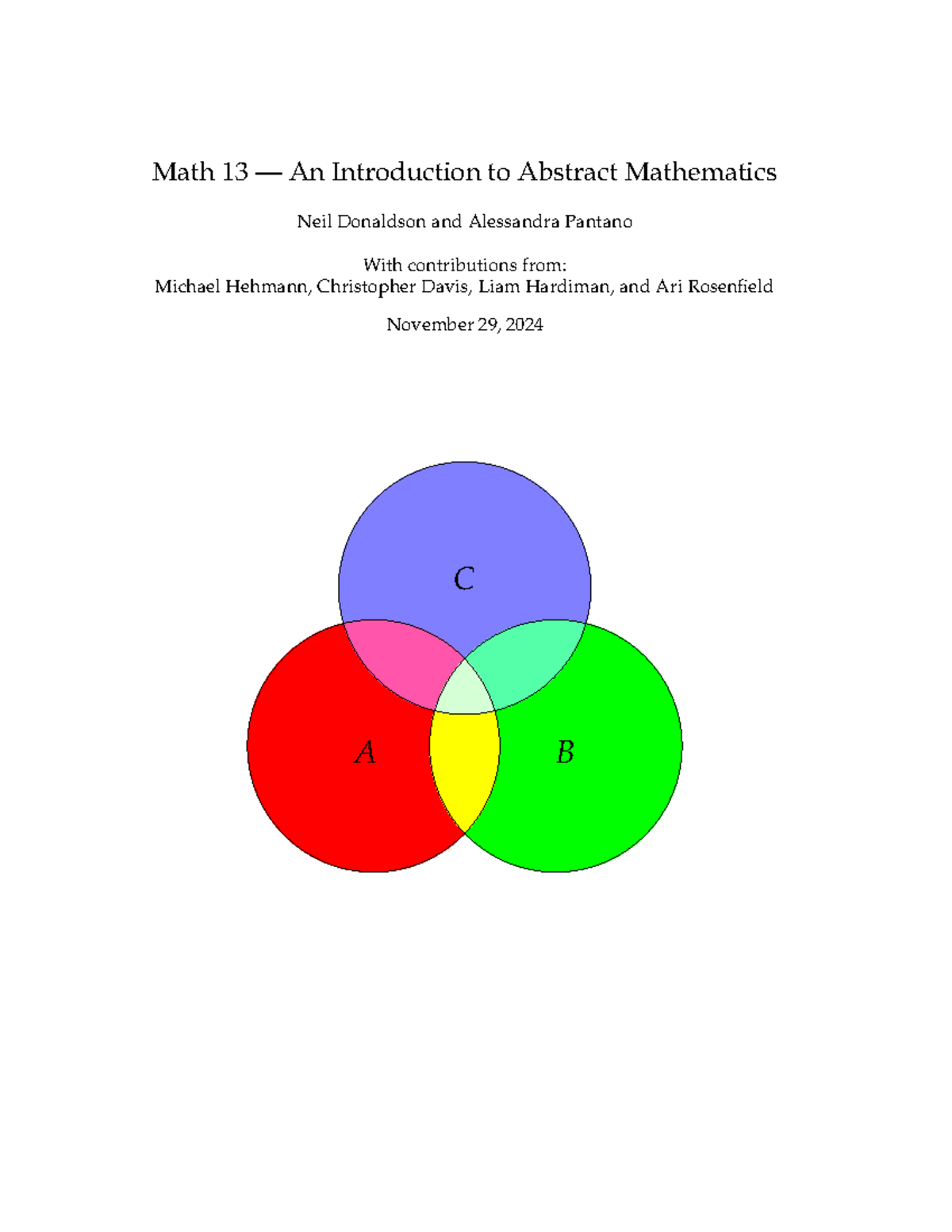 MATH347 Notes - Textbook - Math 13 — An Introduction to Abstract ...
