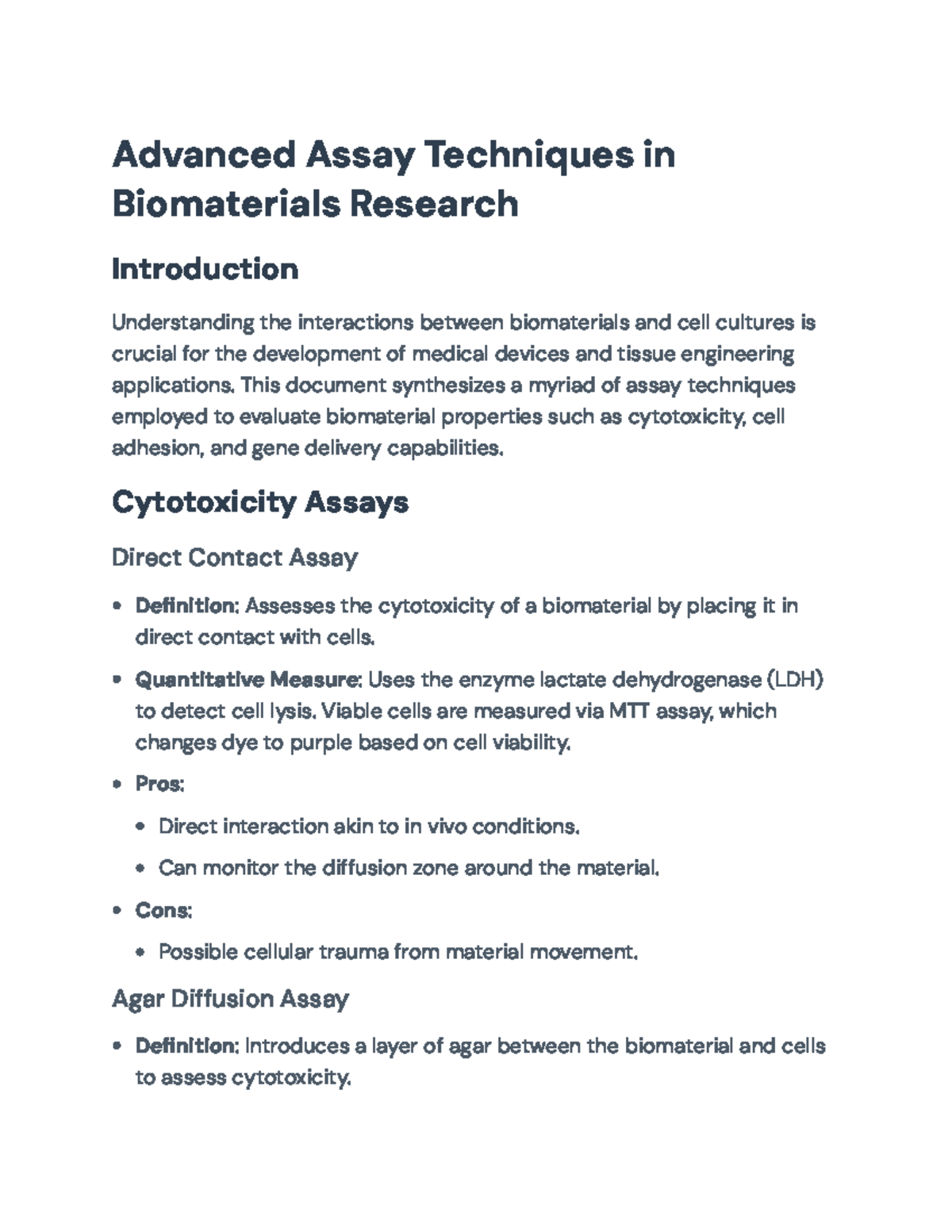 Advanced Assay Techniques in Biomaterials Research: Evaluating ...