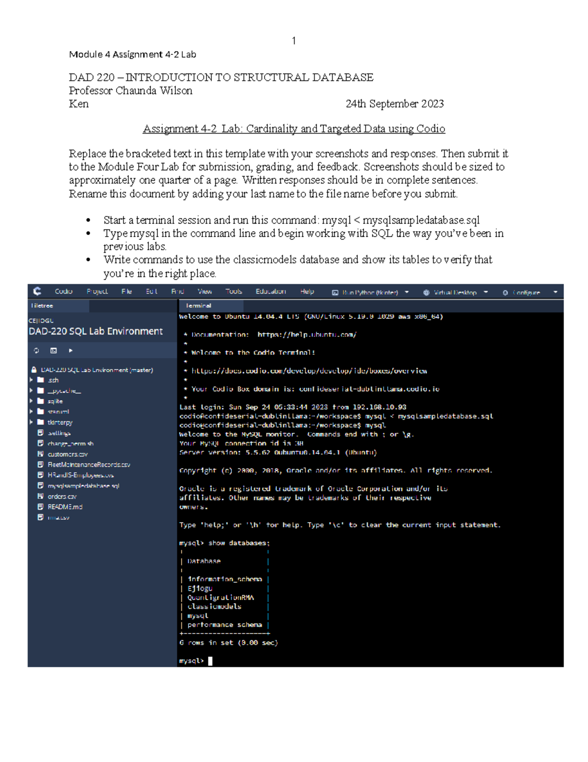 DAD220 Assignment 4-2 Lab: Exploring Cardinality in Databases - Studocu