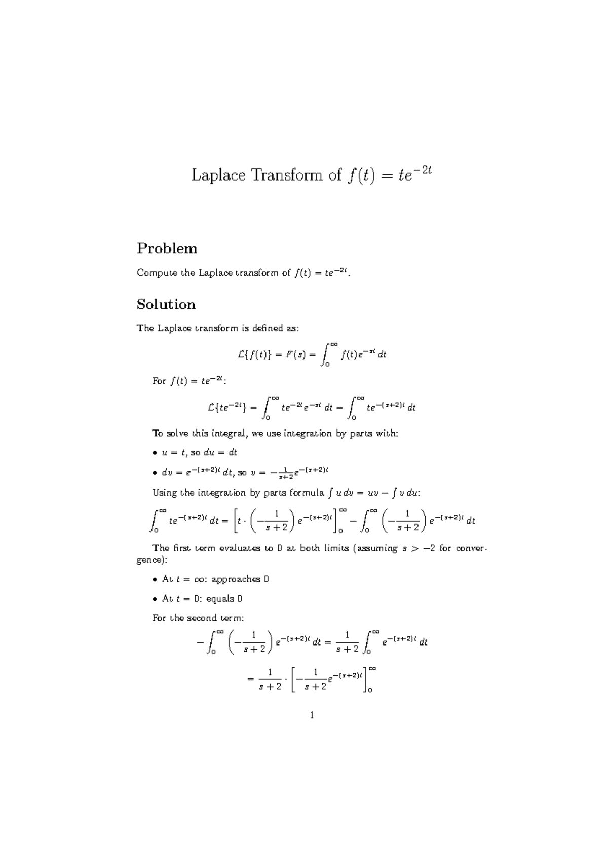 Laplace Transform Problem: Compute F(s) for f(t) - Studocu