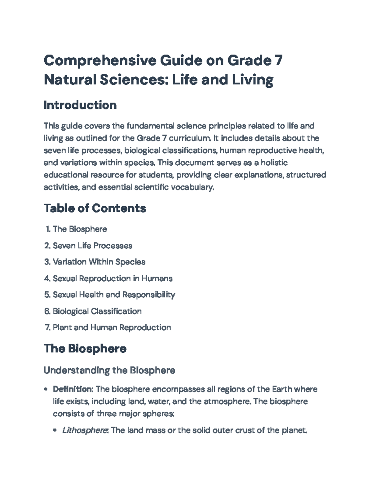 Grade 7 Natural Sciences: Life Processes & Reproductive Health Guide ...