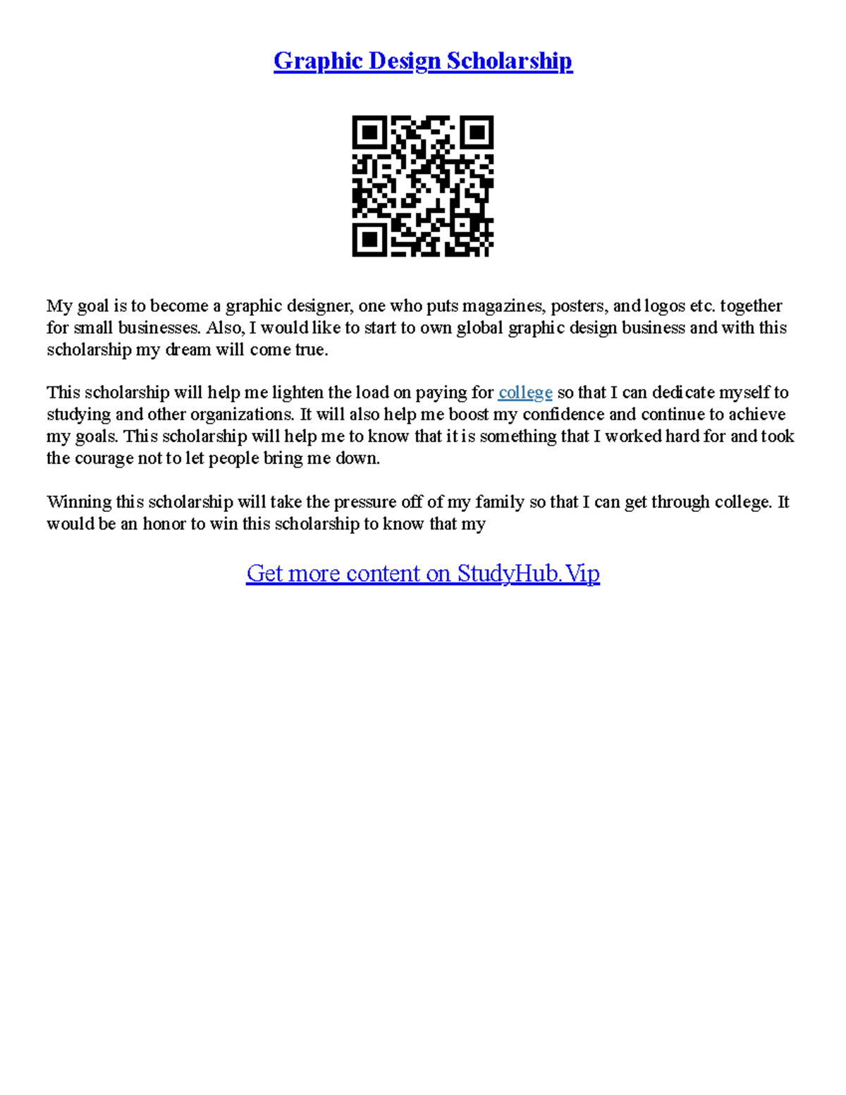 Winning Scholarship Essays Collection: Examples and Insights - Studocu