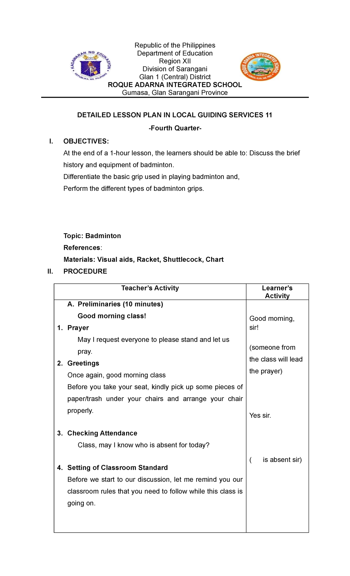 RAIS-Sample-DLP - Sample of detailed lesson plan - Republic of the ...