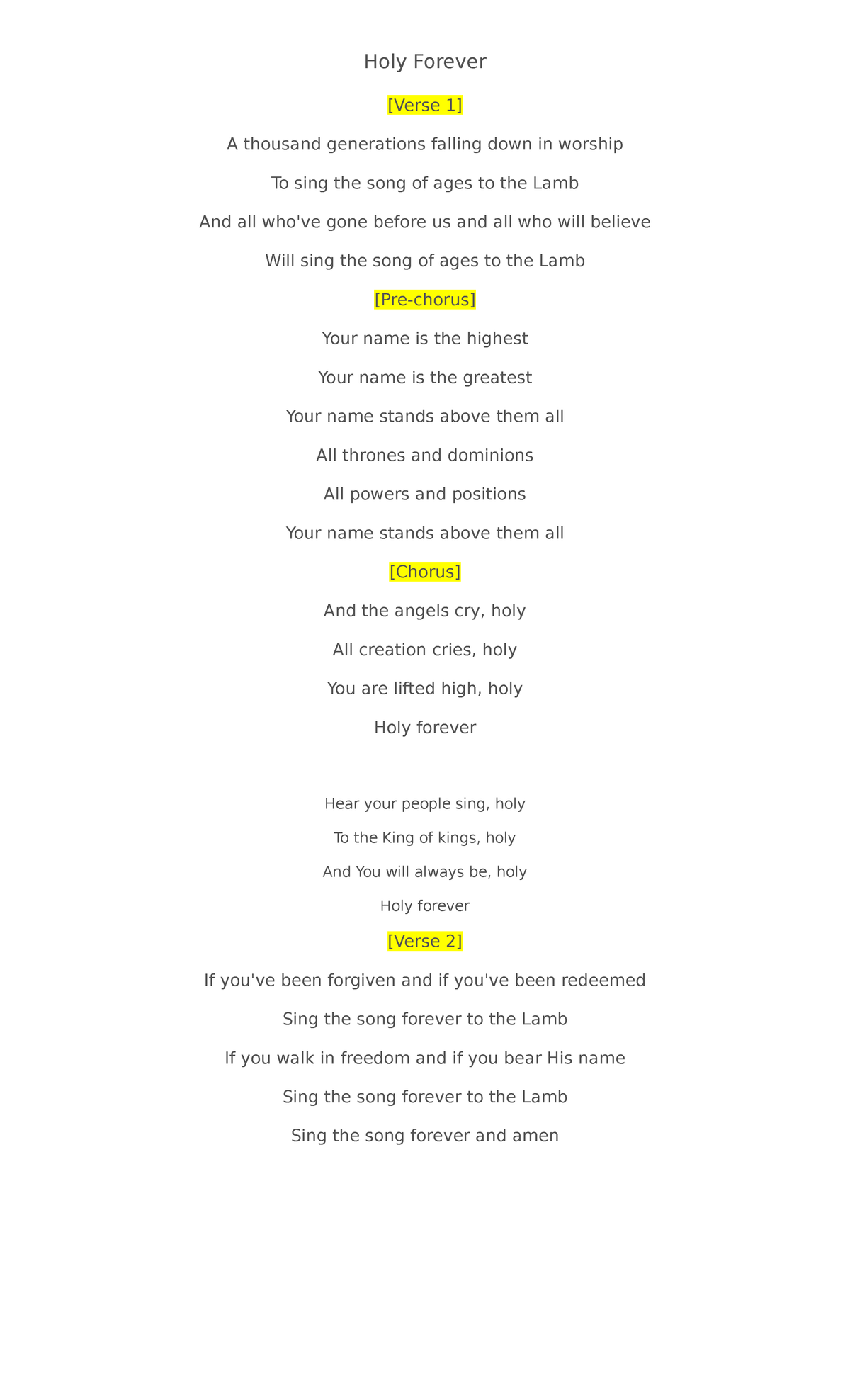 Holy Forever: Worship Lyrics Analysis - BJJ - Studocu