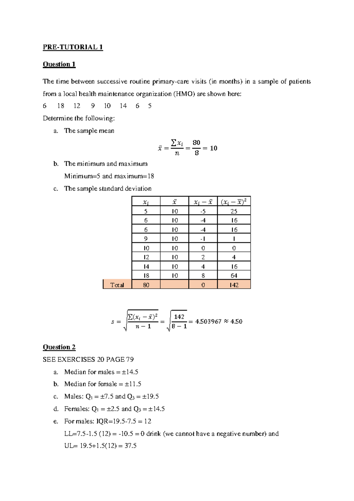 Pre-tutorial 1 Memo - Pre-tutorial 1 Memo - PRE-TUTORIAL 1 Question 1 ...