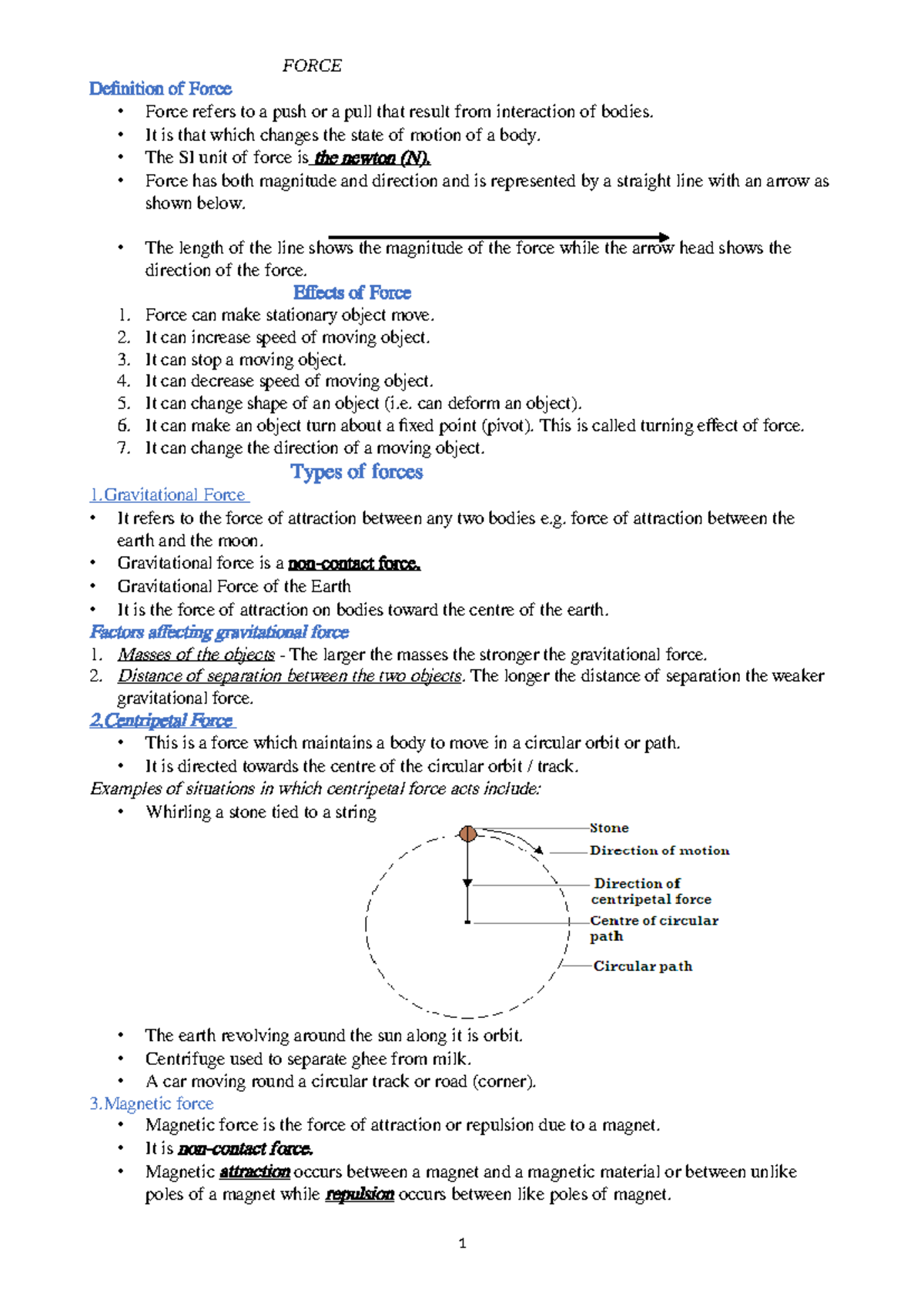 Force (Physics 101) - Comprehensive Notes on Definition, Types, and ...