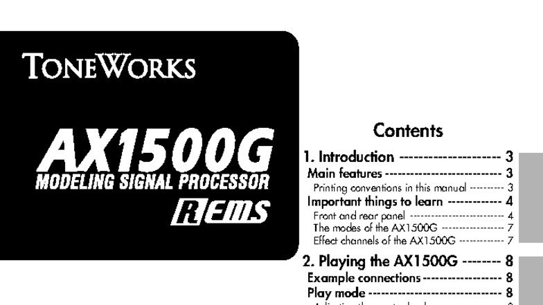 AX1500G User Manual: Features, Modes, and Editing Guide - Studocu