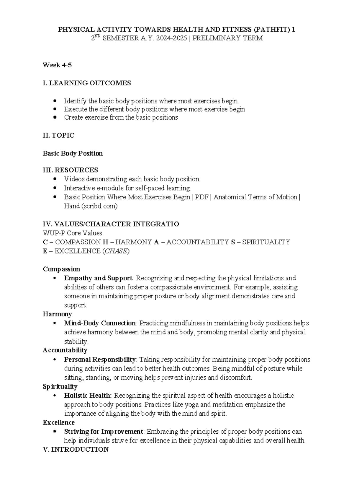 PHYSICAL ACTIVITY TOWARDS HEALTH AND FITNESS (PATHFIT) 1 2ND SEMESTER A ...