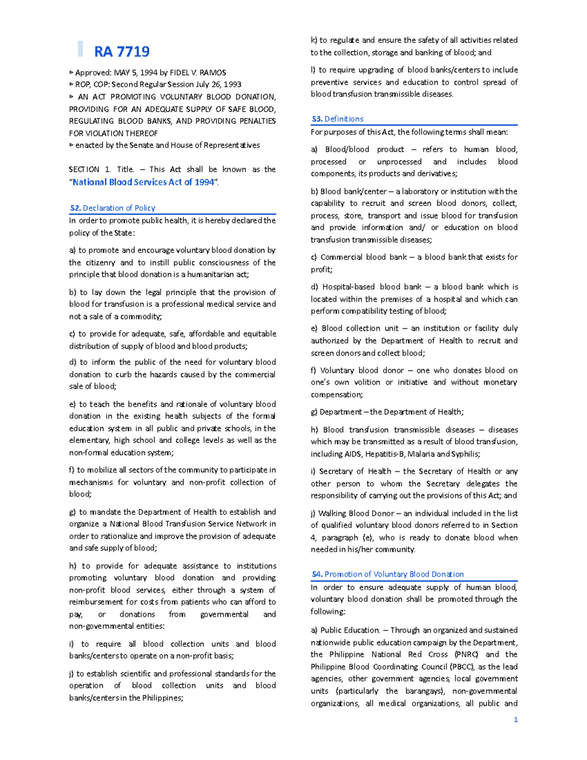 RA 7719 & RA 9288: Comprehensive Overview of Blood Donation & Newborn ...
