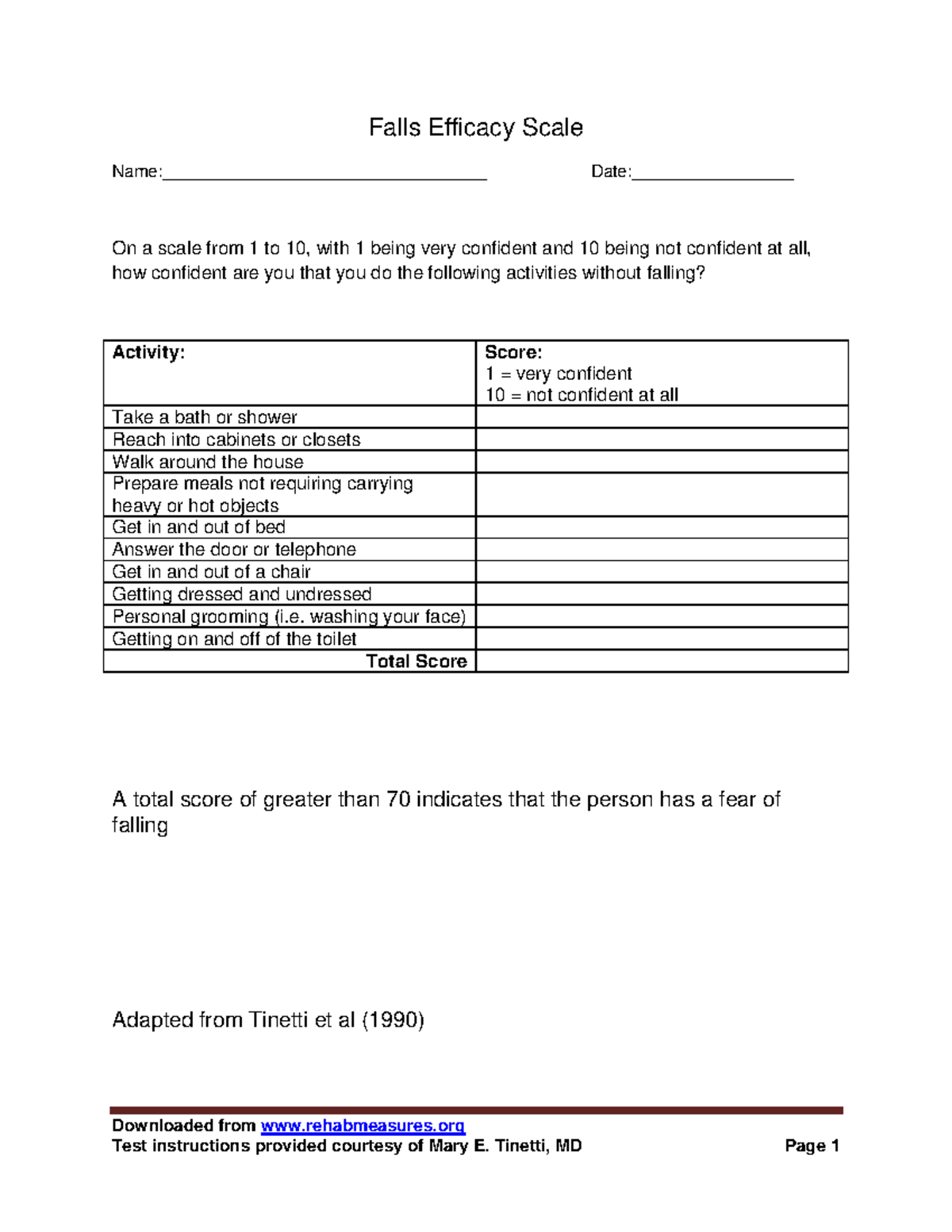 Falls-Efficacy-Scale - Downloaded from rehabmeasures Test instructions ...