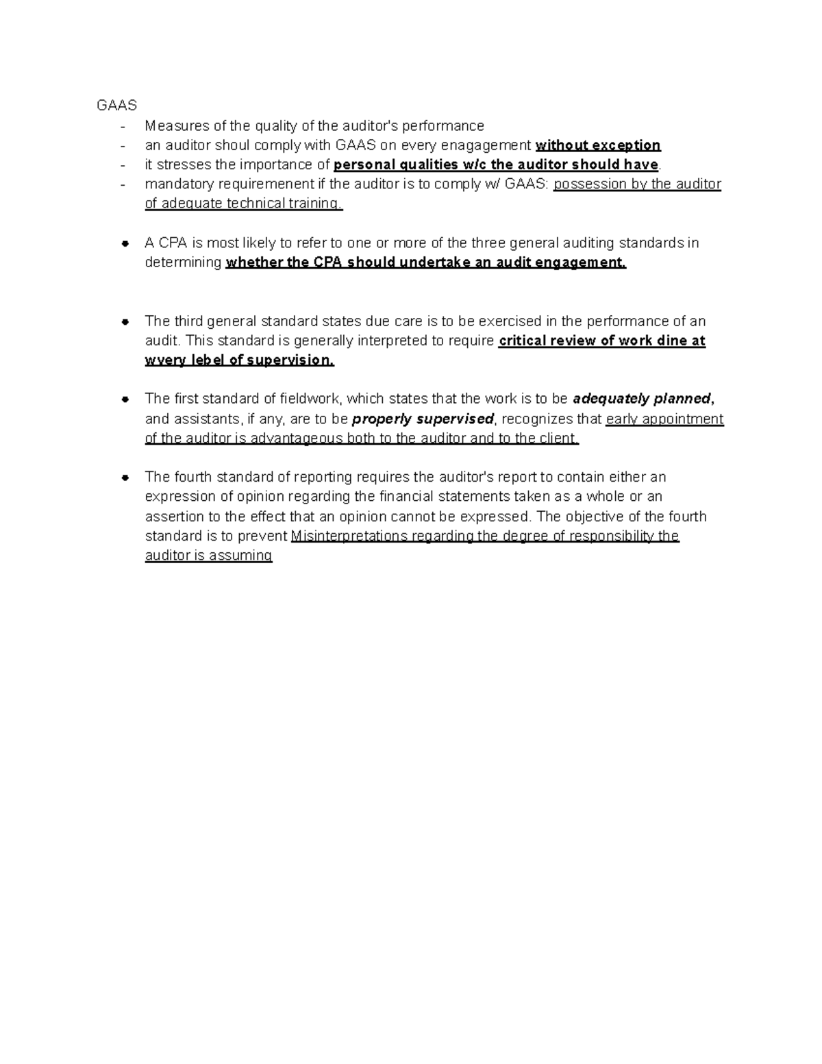 GAAS Standards: Essential Auditor Performance Guidelines - Studocu