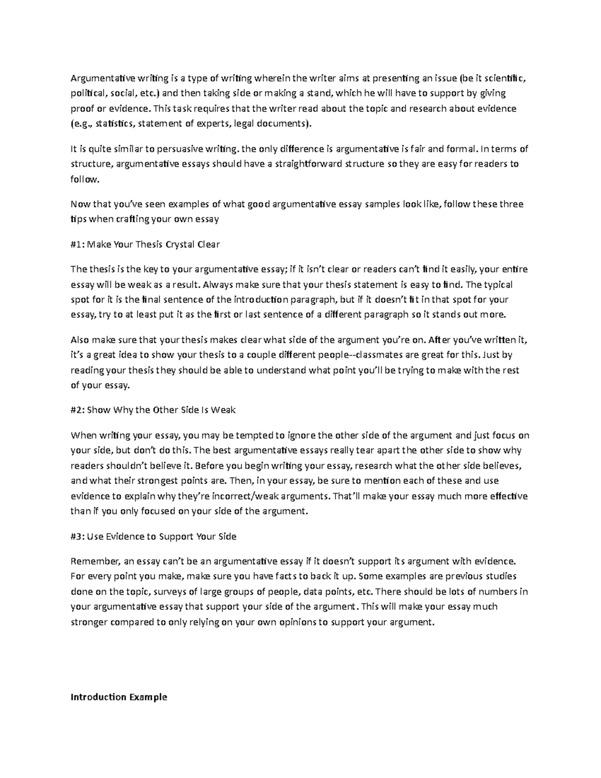 Lesson Proper on Argumentative Writing - Notes - Studocu