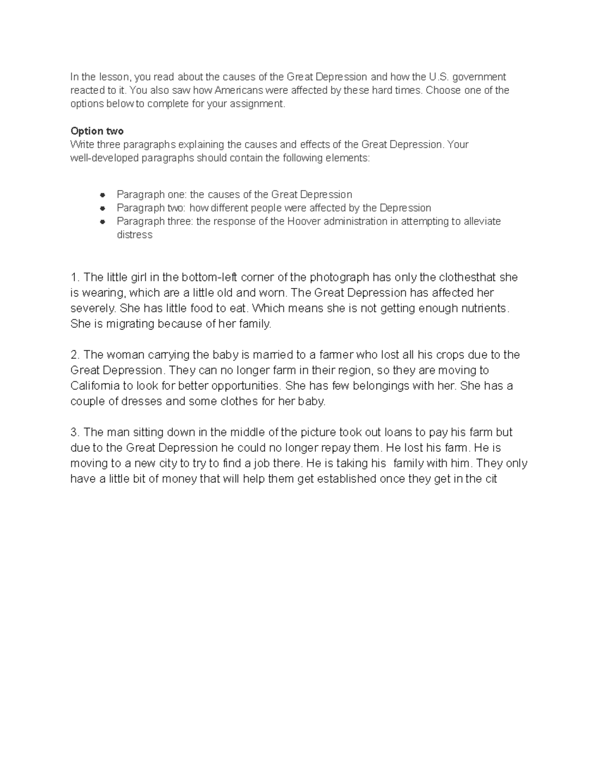 04.05 Great Depression: Causes, Effects & Hoover's Response Essay - Studocu