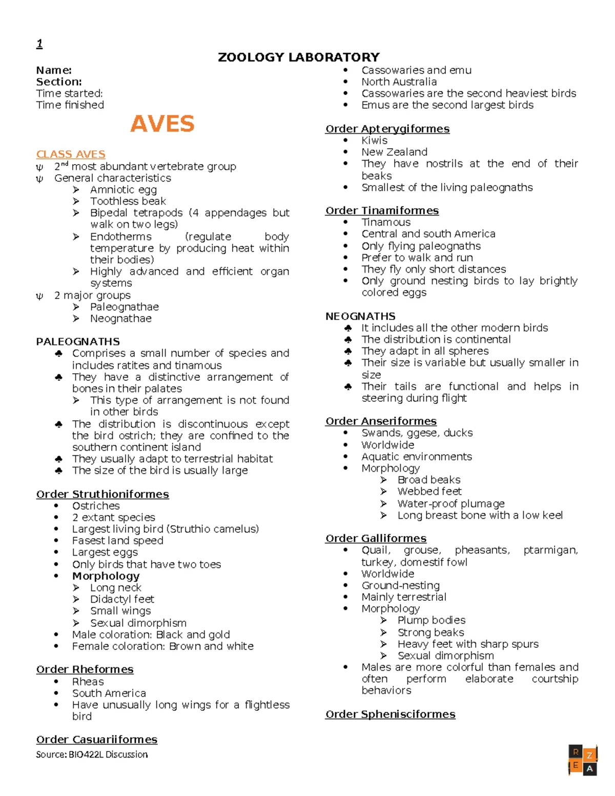 Zoology Lab ACT1: Intro to Animal Taxonomy and Classification Concepts ...